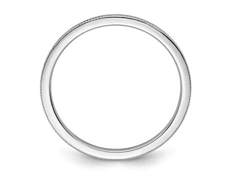 Rhodium Over 10k White Gold 12mm Milgrain Stackable Expressions Band