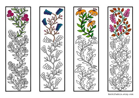 Flower Bookmark Coloring Page