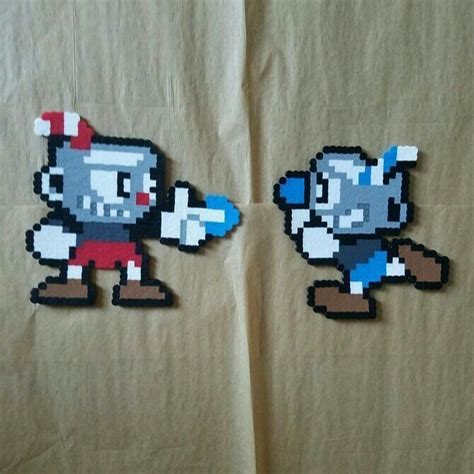 Cuphead Ímã Ou Chaveiro Pixel Art Hama Beads Shopee Brasil