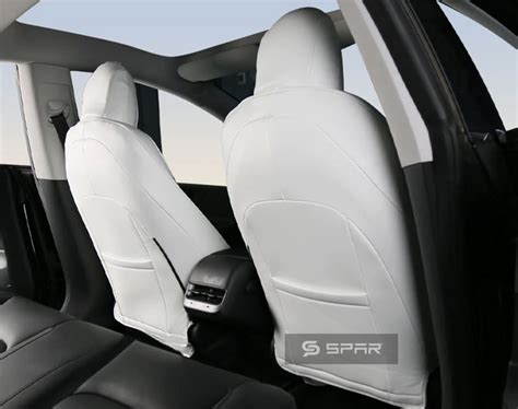White Custom Leather Seat Covers For Tesla Model 3y Spar Uae