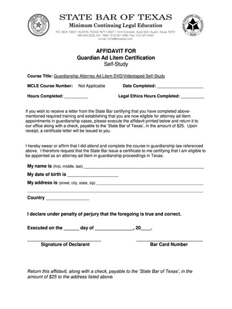 Free Affidavit Form Texas