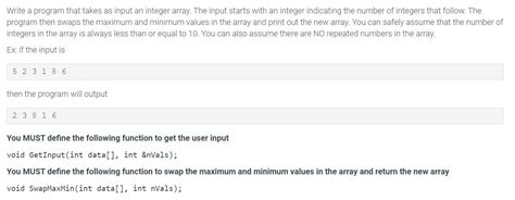 Solved Write A Program That Takes As Input An Integer Array Chegg