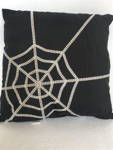 Halloween Rhinestone Spider Web Pillow Crazeabout