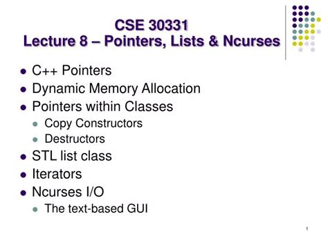 PPT CSE Lecture Pointers Lists Ncurses PowerPoint Presentation ID
