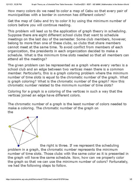Graph Theory As A Schedule Time Table Generator Firstsem2021 6037