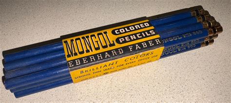 12 Vintage Nos Mongol Colored Pencils Eberhard Faber Dark Blue 865 Unused
