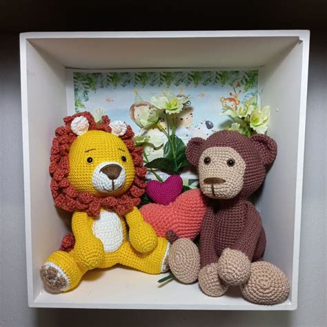Bichinhos Crochê Amigurumi Leão Macaco Kit Safári Elo7