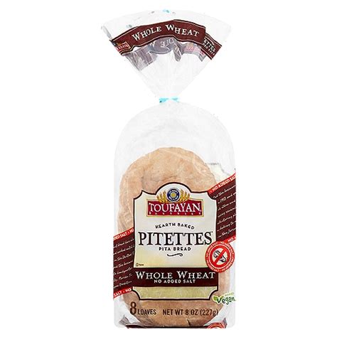 Toufayan Bakeries Pitettes Whole Wheat Pita Bread 1 Oz 8 Count
