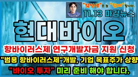 현대바이오 주가전망 단독항바이러스제 연구개발자금 지원 신청범용 항바이러스제 개발 시작 기업 목표주가 상향 바이오