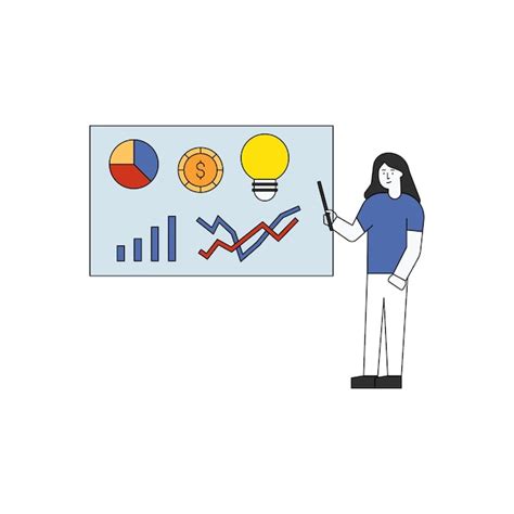 Premium Vector The Girl Looks At The Dollar Chart Graph