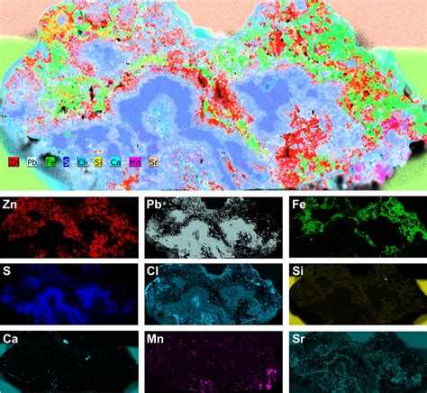 Element Distribution Maps Displaying Intensities Of Element Lines In