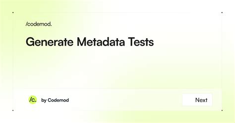 Generate Metadata Tests