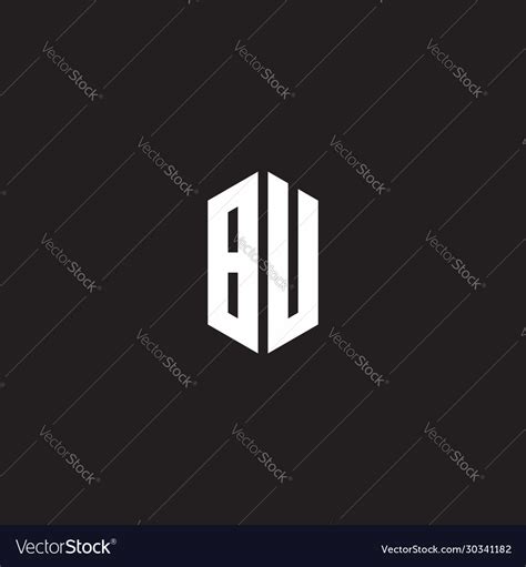 Bu Logo Monogram With Hexagon Shape Style Design Vector Image