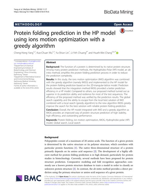 pdf protein folding prediction in the hp model using ions motion