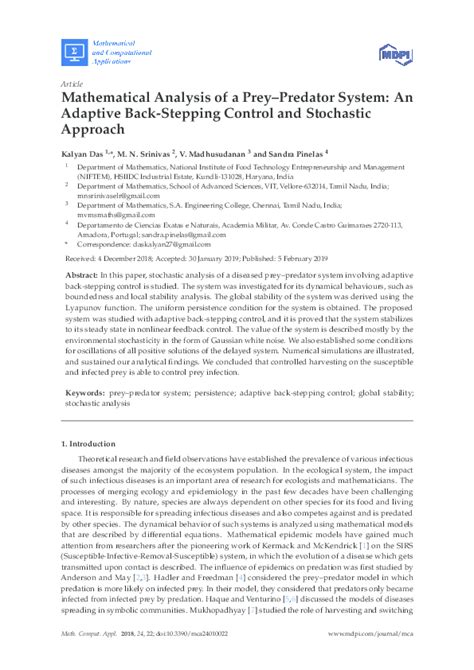 Pdf Mathematical Analysis Of A Preypredator System An Adaptive Back Stepping Control And