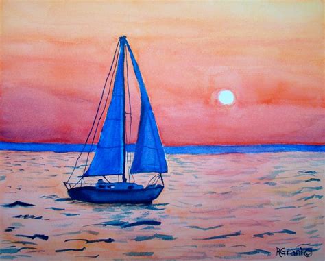 Sunset Sail Class Exercise 8x10 Watercolor On 140 Cold Press Lana Sailing Sailing