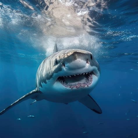 Premium Ai Image Great White Shark Underwater