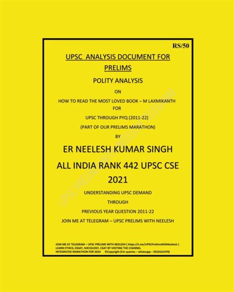 Toppers Neelesh Kumar Singh Rank 442 Cse 2021 Polity Analysis Black