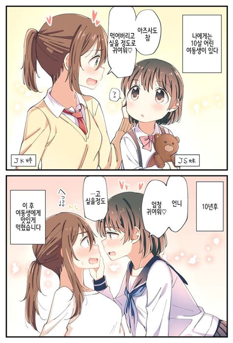 하치코 그런 나이가 되어버린 나이차 자매 백합 8 9 만화 만화 밈 자매