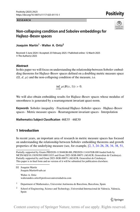 Pdf Non Collapsing Condition And Sobolev Embeddings For Hajłaszbesov