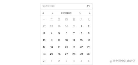 「react系列」之手写多选日期组件壹·多选日期组件之 日期多选 首先我们先要确定自己的展示效果点击日历icon日历组件 掘金