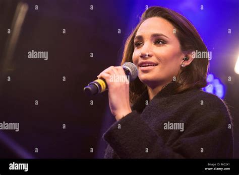 Rehearsals With Singer Soprano Laura Wright Switch On Of The Christmas Lights In Regent Street