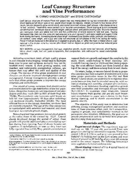 Pdf Leaf Canopy Structure And Vine Performance