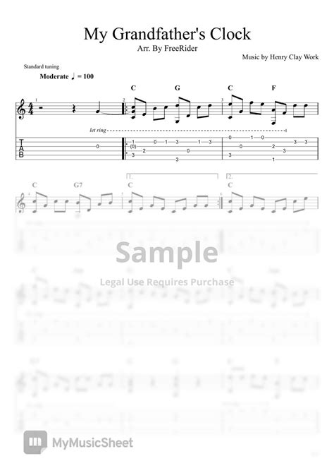 My Grandfathers Clock Fingerstyle Guitar 핑거스타일 기타 Sheets By Freerider