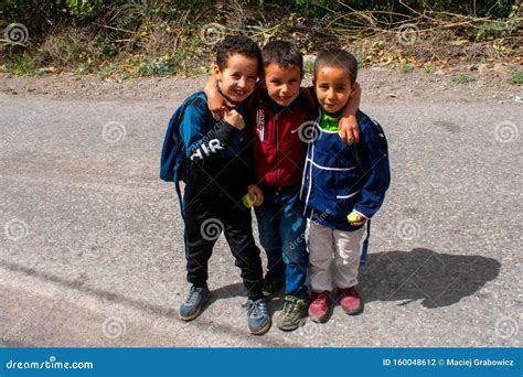 28919 Imlil Morocco Portrait Of Three Young Boys Meet In Small
