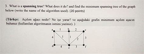 solved 3 what is a spanning tree what does it do and find the