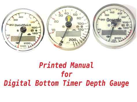 Printed Manual Oceanic Datamax Ii 2 Digital Bottom Timer Depth Gauge