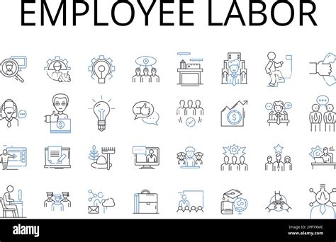 Employee Labor Line Icons Collection Job Work Staff Personnel