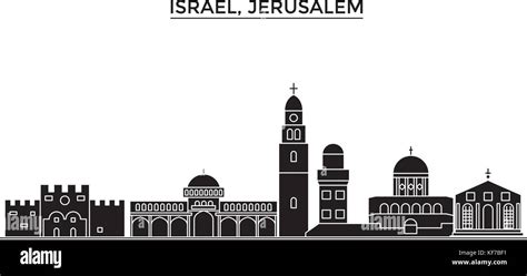 Israel Jerusalem Architecture Vector City Skyline Travel Cityscape