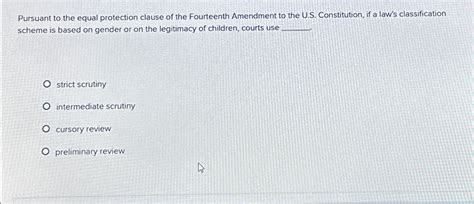 Solved Pursuant To The Equal Protection Clause Of The