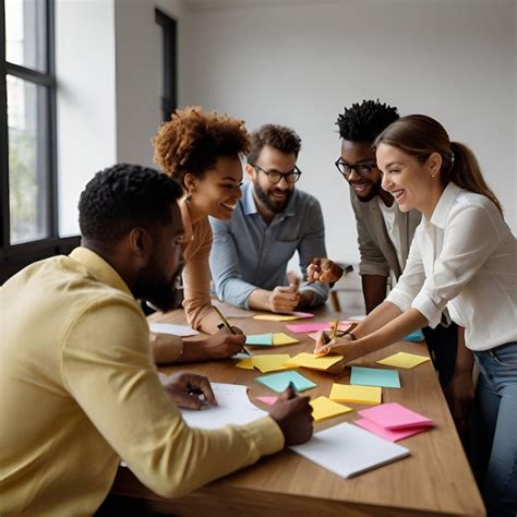 Brainstorming De Diversos Colegas De Equipe Corporativos Colaborando Em