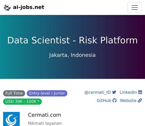 [hiring] data scientist risk platform in jakarta indonesia r ai ml