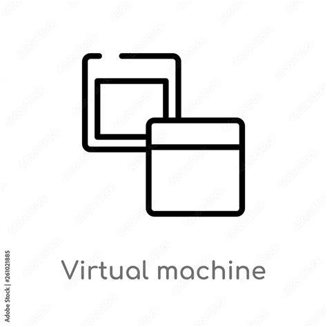 Outline Virtual Machine Vector Icon Isolated Black Simple Line Element Illustration From