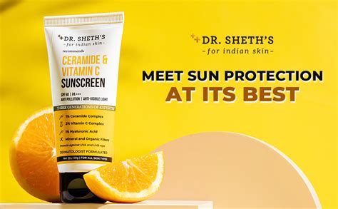 Dr Sheths Sunscreen Spf 50 Cream With Ceramide And Vitamin C For Oily Sensitive Dry Skin For