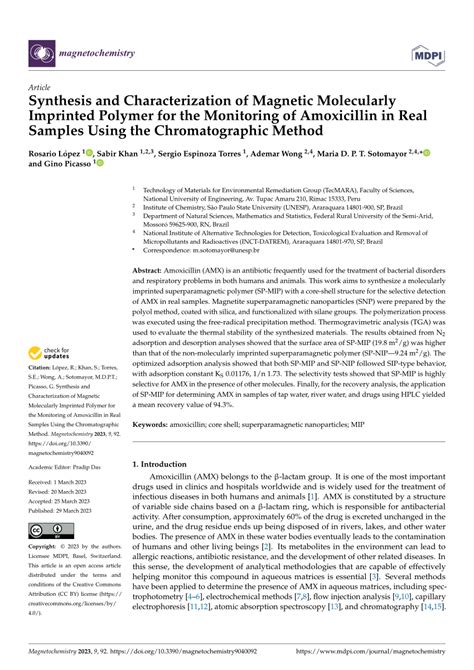 Pdf Synthesis And Characterization Of Magnetic Molecularly Imprinted