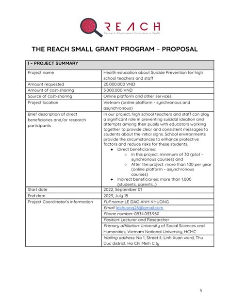 Đề án Mẫu Khương Proposal Suicide Preventionv2 Download Free Pdf