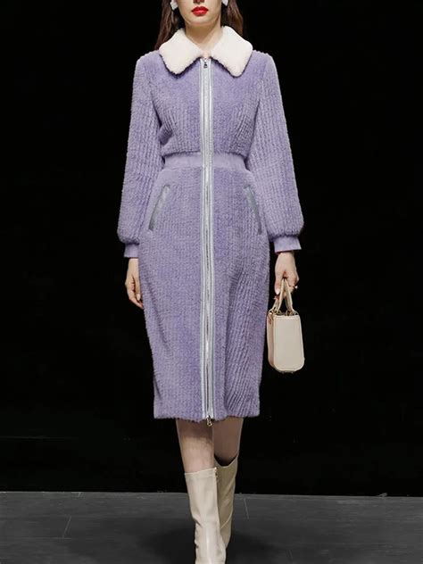 여성용 인조 밍크 모피 겨울 의류 패션 2022 유럽과 미국 푹신한 재킷 우아한 슬림 럭셔리 Y2k 보라색 털이