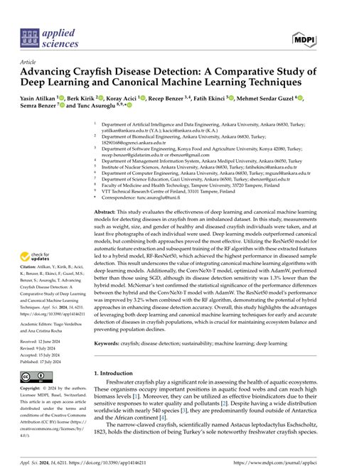 PDF Advancing Crayfish Disease Detection A Comparative Study Of Deep Learning And Canonical