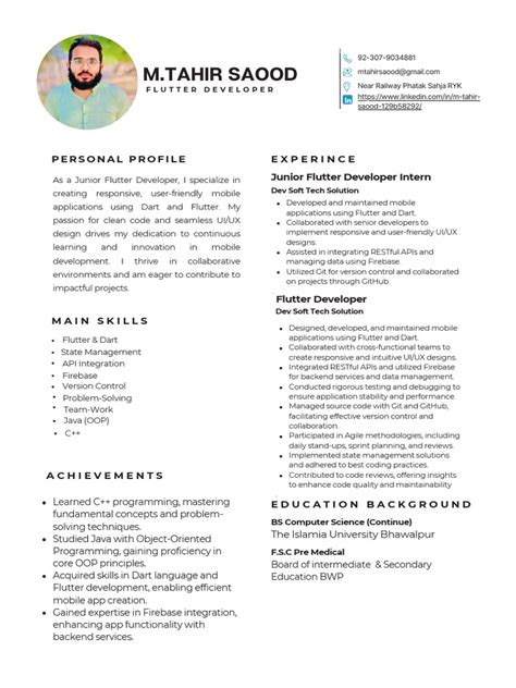 tahir saood flutter developer pdf mobile app software development