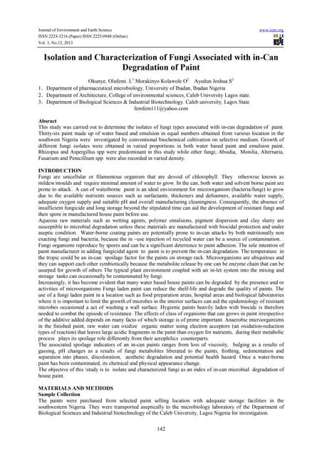Isolation And Characterization Of Fungi Associated With In Can