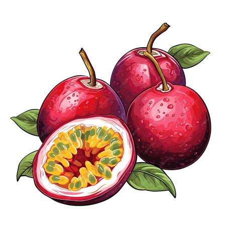 Hand Drawn Flat Color Passion Fruit Illustration Premium Ai Generated