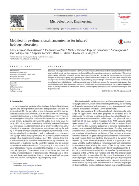 Modified Three Dimensional Nanoantennas For Infrared Hydrogen Detection Download Free Pdf