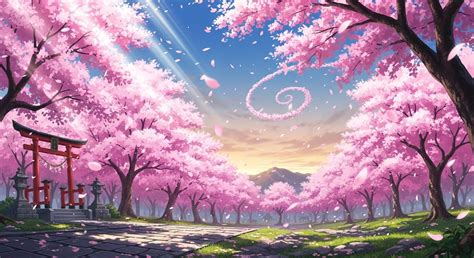 Free Spiraling Cherry Blossoms Photo Sakura Anime Cherry Download