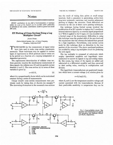 xy plotting of cross sections using a log multiplier circuit review