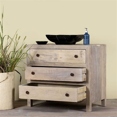 Jagrav Reclaimed Wood Chest Of 3 Drawers 80cm Om Home And Garden