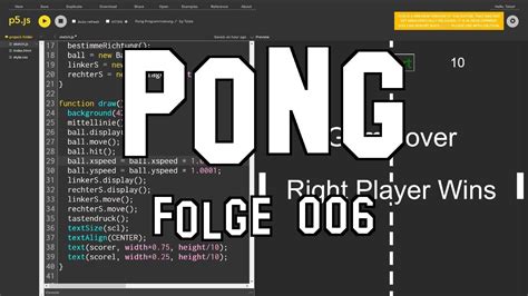 Javascript Tutorial Pong 06 German Youtube
